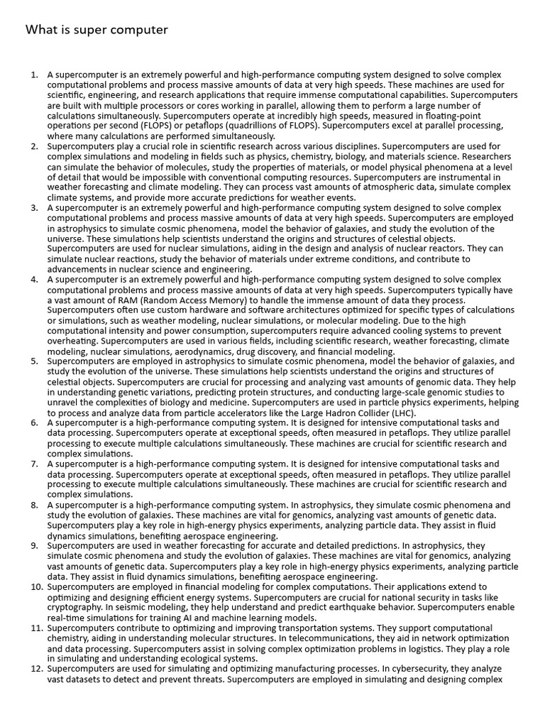 What Is Super Computer - Docx - 20250521 - 105716 - 0000 | PDF | Supercomputer | Plagiarism