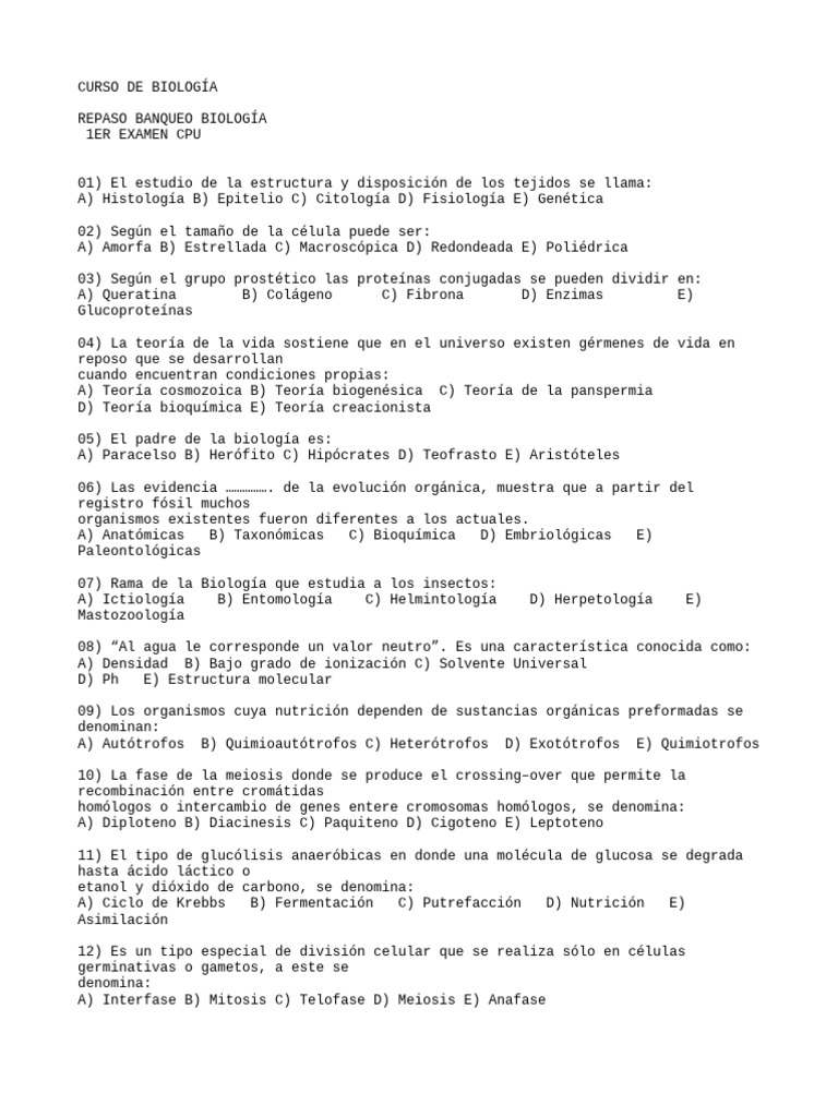 Repaso Cpu - 1 Biologia | PDF | Biología Celular) | Metabolismo