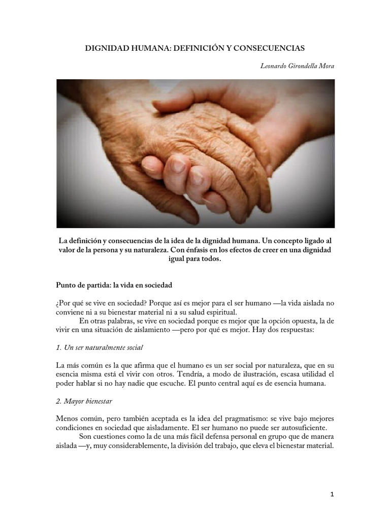 Dignidad Humana: Definición y Consecuencias | PDF | Dignidad