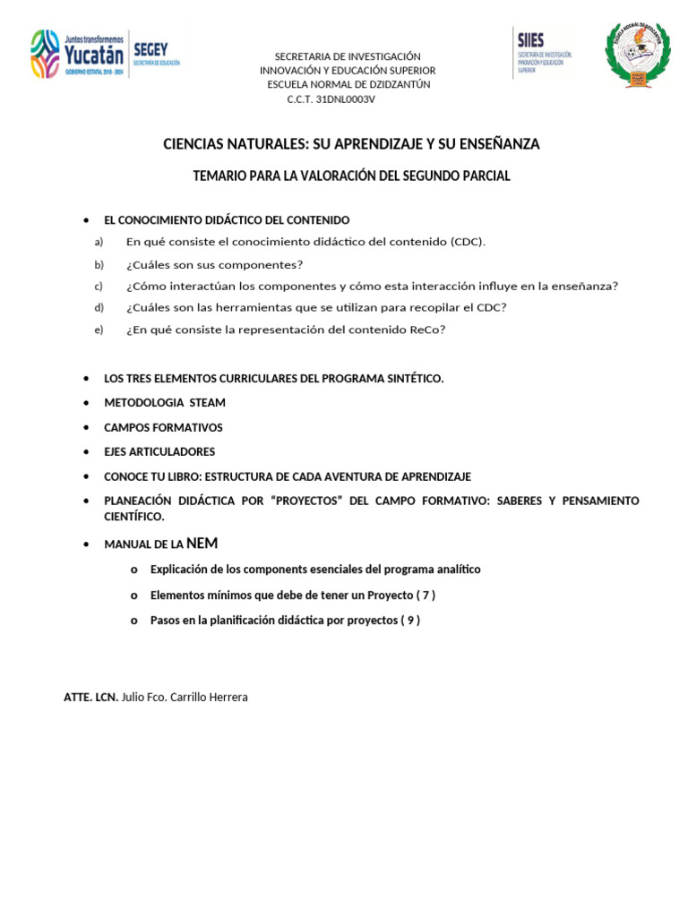 Temario 2o. parcial | PDF