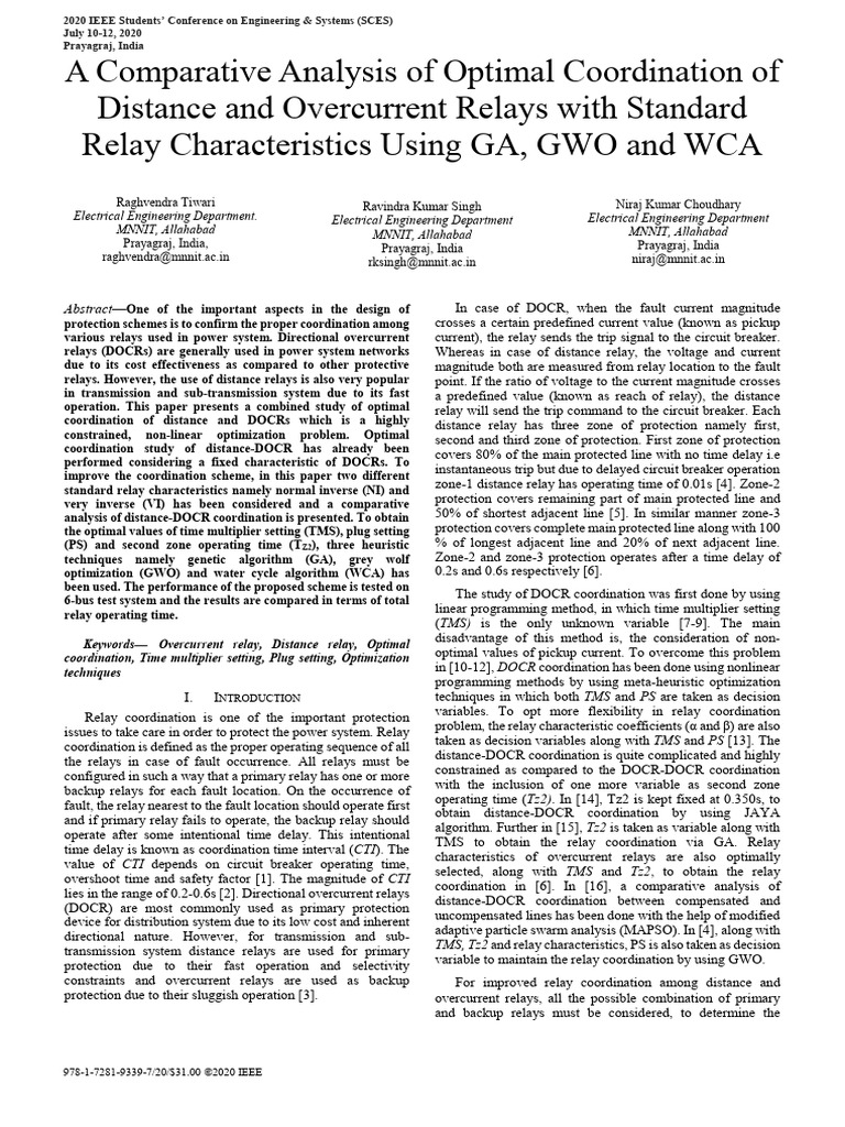 A Comparative Analysis of Optimal Coordination of Distance and ...
