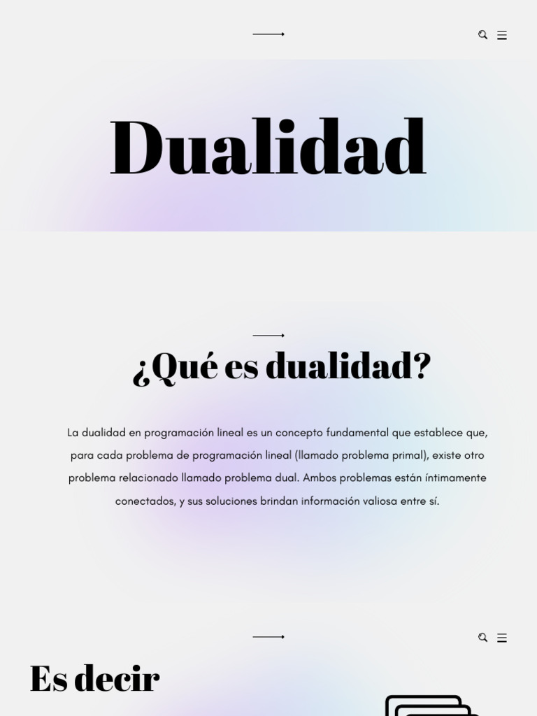 Dualidad en Programacion Lineal Como Concepto Presentación | PDF | Programación lineal | Matemáticas