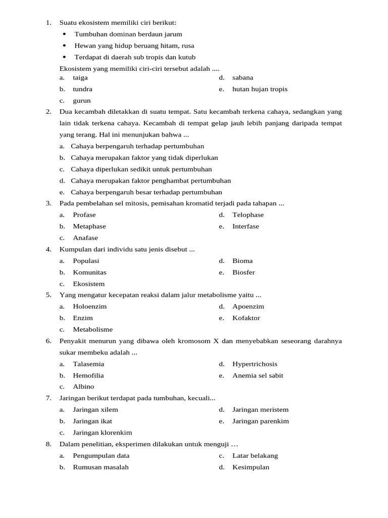 latihan US bio | PDF