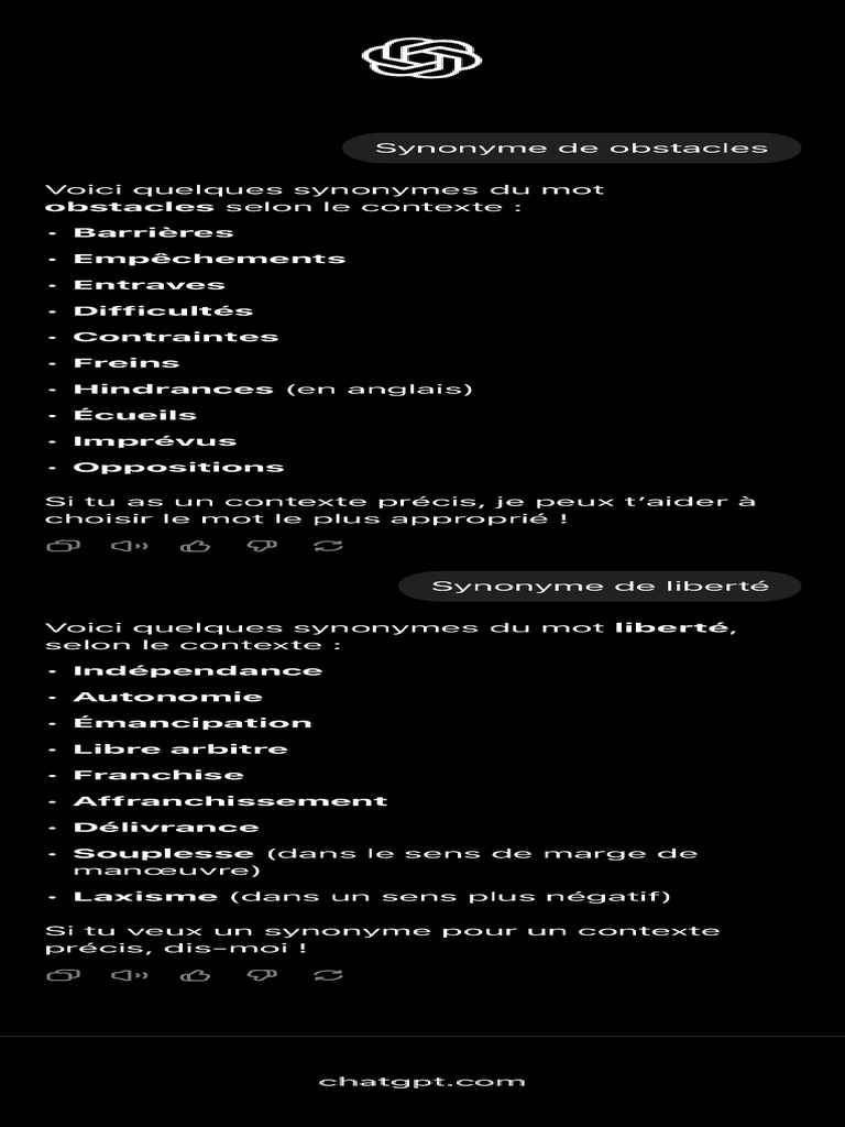 Synonymes D'obstacles | PDF