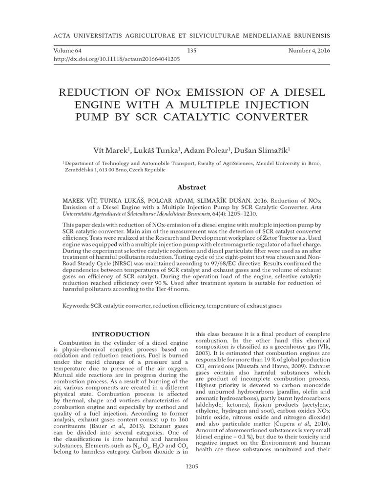 Reduction of NOx Emission of A Diesel Engine With | PDF | Exhaust Gas ...