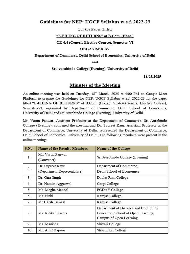 Guidelines E-Filing of Return GE 6.4 Guidelines B.Com (H) PDF March 2025 | PDF | Taxes | Tax ...