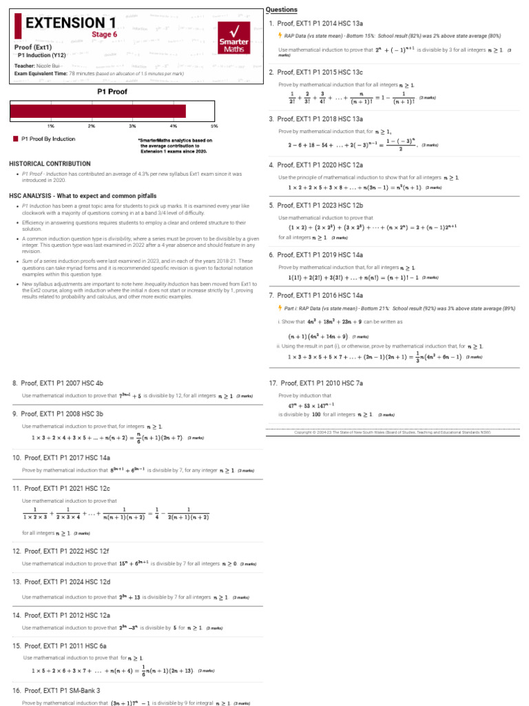 SM Math Ex1 (P1 Induction (Y12) ) | PDF | Mathematical Proof | Mathematics