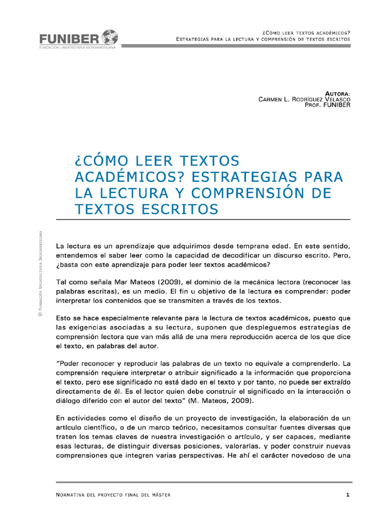 Cómo Leer Textos Académicos - Estrategias para La Lectura y Comprensión ...