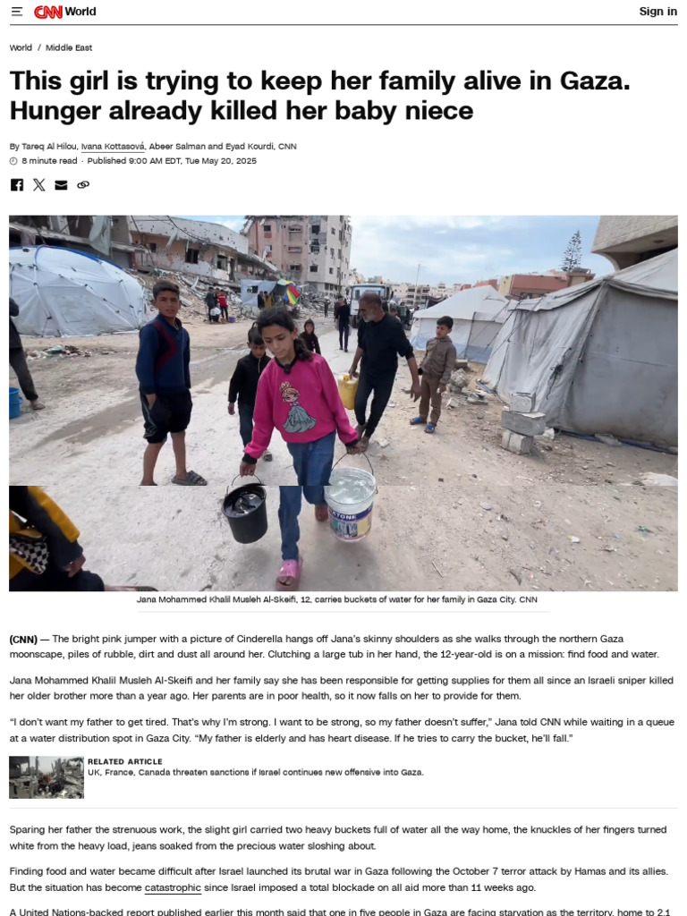 This Girl Is Trying To Keep Her Family Alive in Gaza - CNN | PDF ...