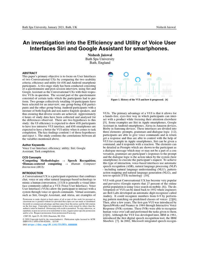 An Investigation Into The Efficiency and Utility of Voice User ...