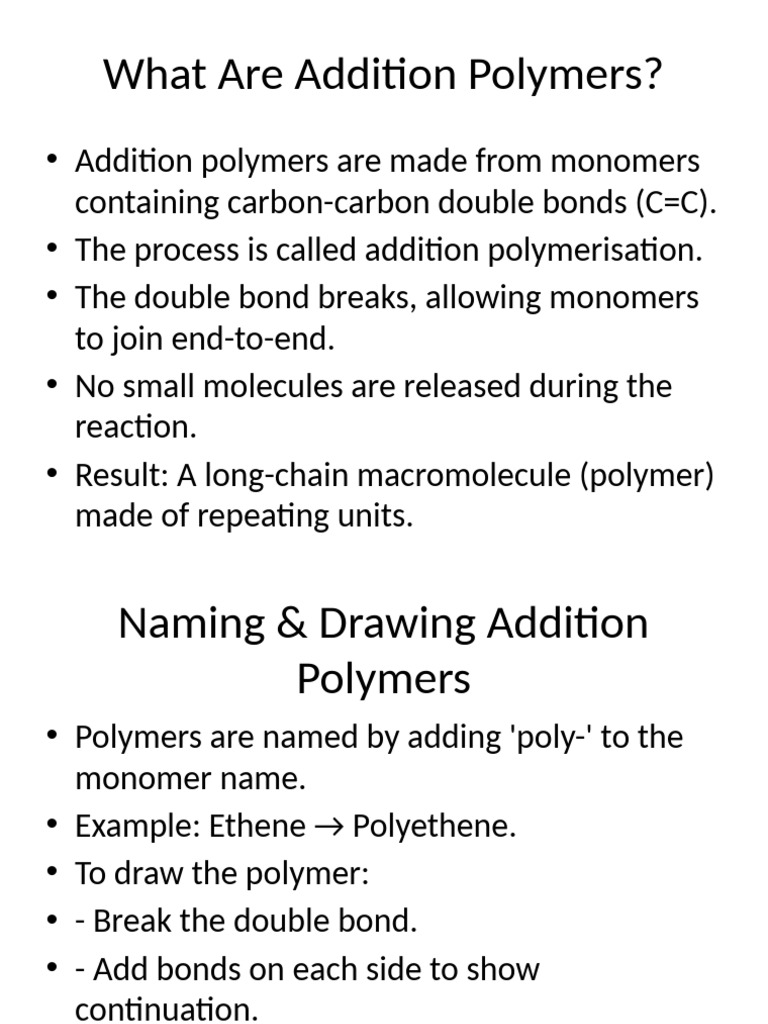 Addition Polymers Presentation-4 | PDF