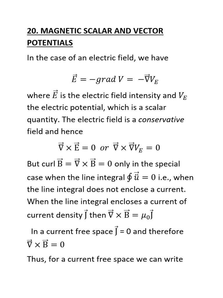 Magnetic Scalar and Vector Potentials MJ II Unit XIV | PDF