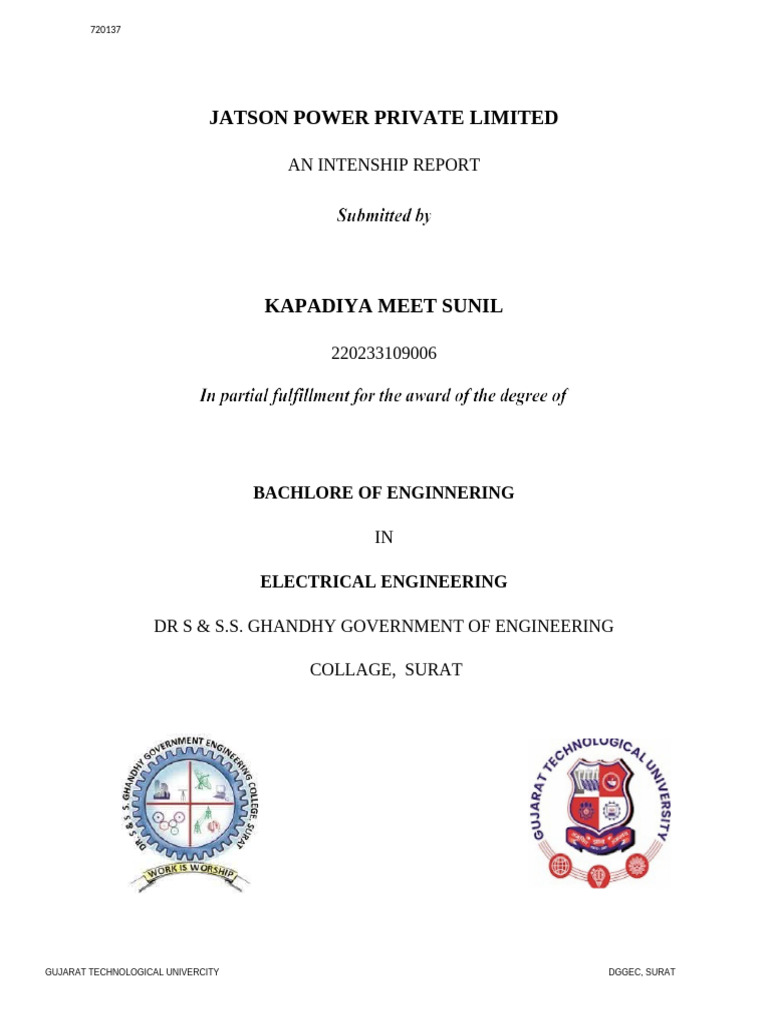 Jatson Power Private Limited: An Intenship Report | PDF | Relay | Fuse ...
