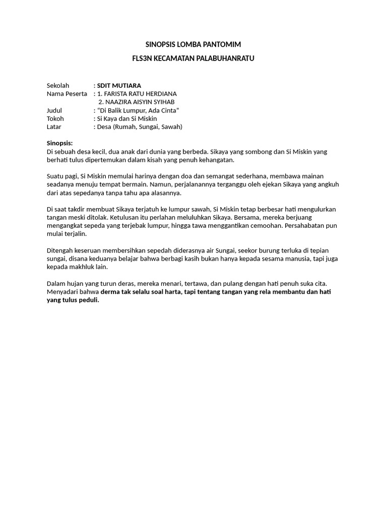 Sinopsis Lomba Pantomim 2025 | PDF