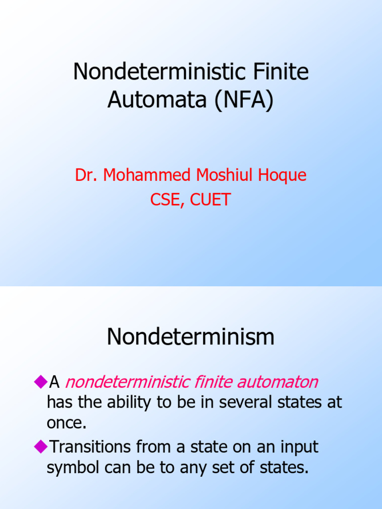 Nondeterministic Finite Automata | PDF | Formal Methods | Theoretical Computer Science