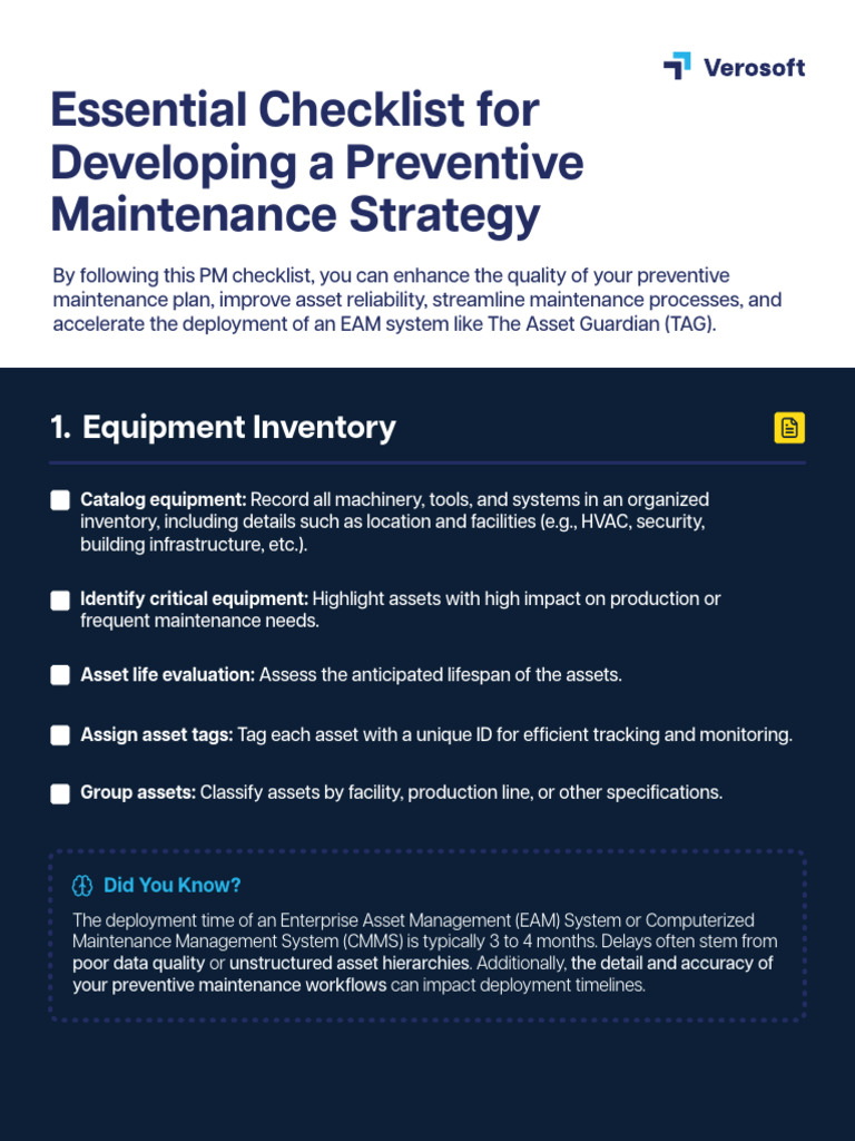 Verosoft Preventive Maintenance Checklist | PDF | Internet Of Things ...