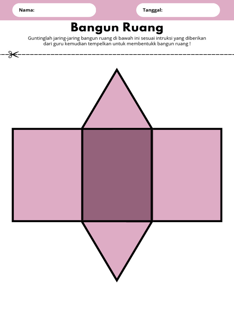Lembar Kerja Matematika Membuat Bangun Ruang Dengan Jarting-Jaring Bangun Ruang Coklat Sederhana ...