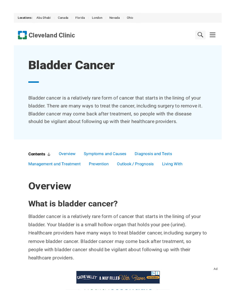 My Clevelandclinic Org Health Diseases 14326 Bladder Cancer... | PDF | Cancer | Urinary Tract ...