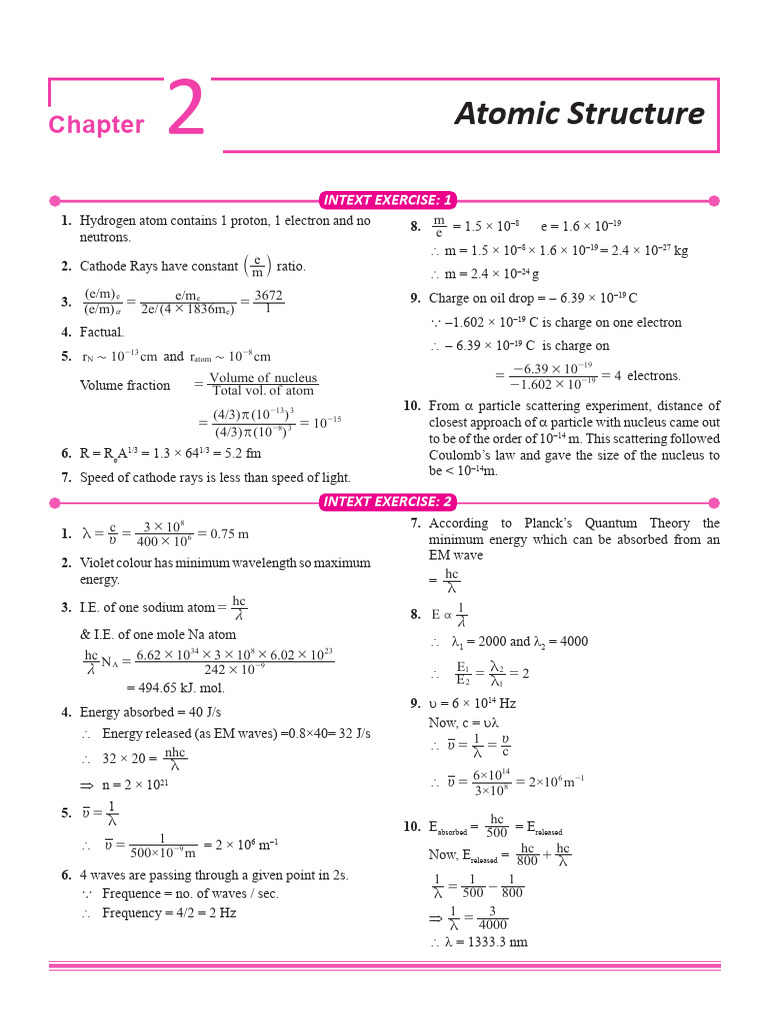 2_Atomic Structure (Engg) Sol | PDF | Atomic Orbital | Atoms