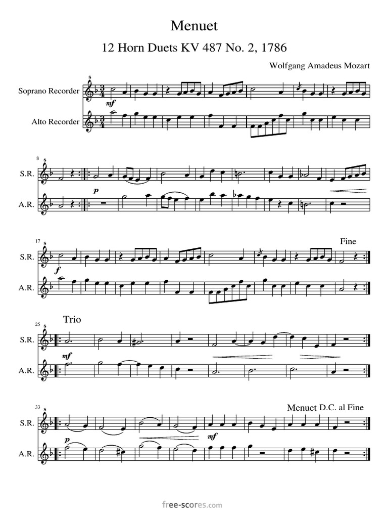 (Free Scores - Com) - Mozart Wolfgang Amadeus Menuet 133921 | PDF