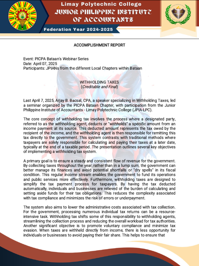 Withholding Tax (Creditable and Final) | PDF | Taxes | Payments