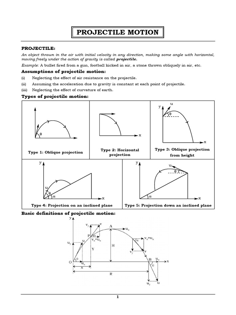 Projectile Motion (XI Notes) (NEET) | PDF | Physical Phenomena | Mechanics