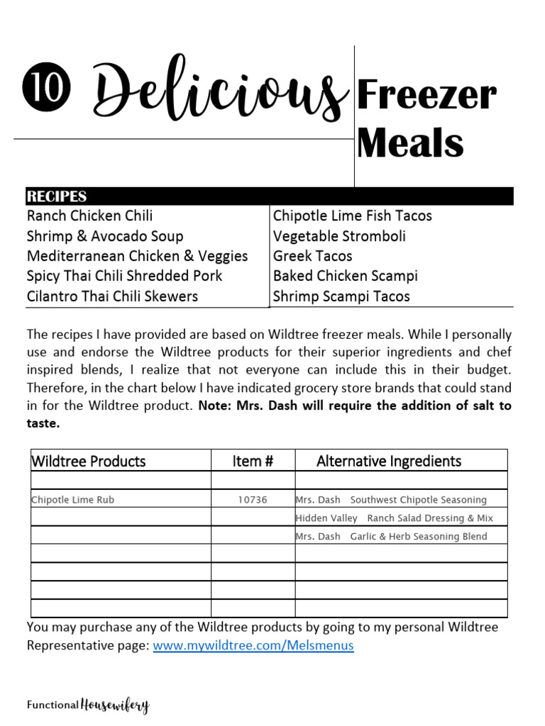 Wildtree Freezer Meal Recipes Guide | PDF | Thai Cuisine | Coleslaw