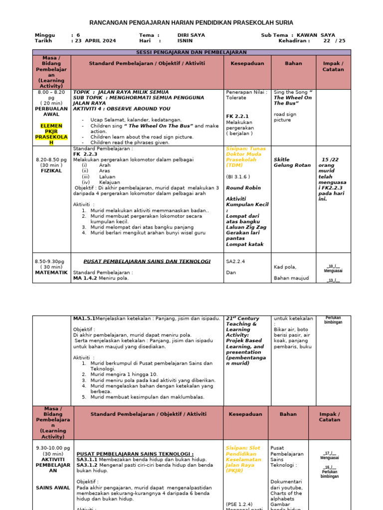 RPH MINGGU 6 SELASA 2024 | PDF