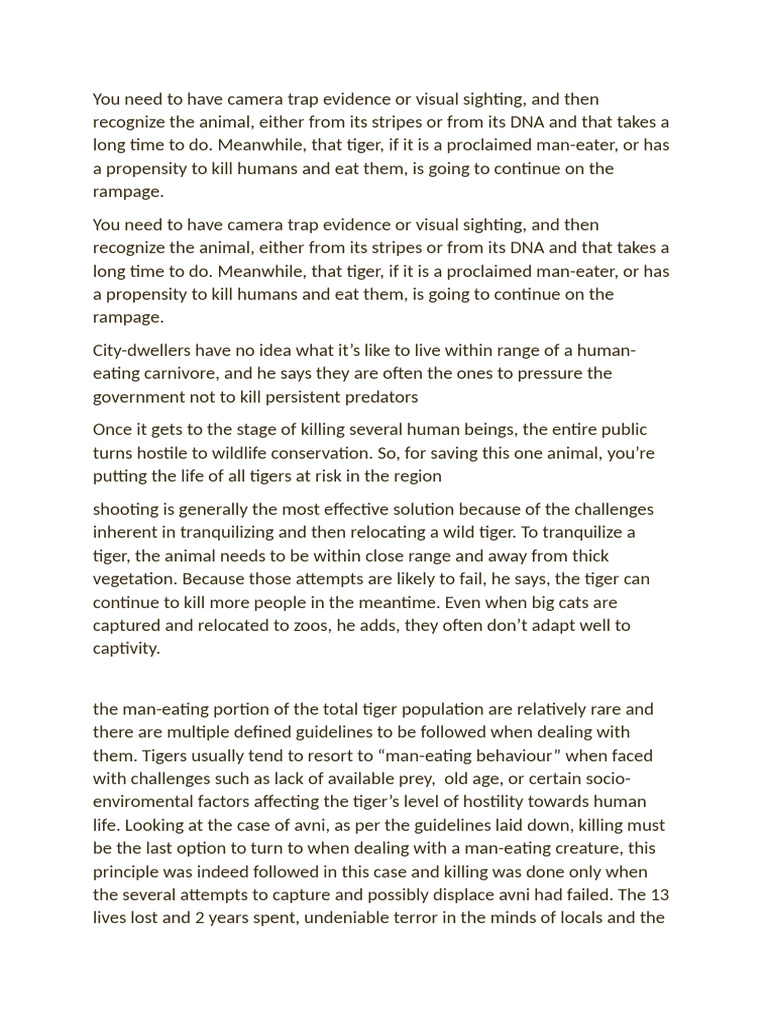 You Need To Have Camera Trap Evidence or Visual Sighting | PDF | Tiger ...