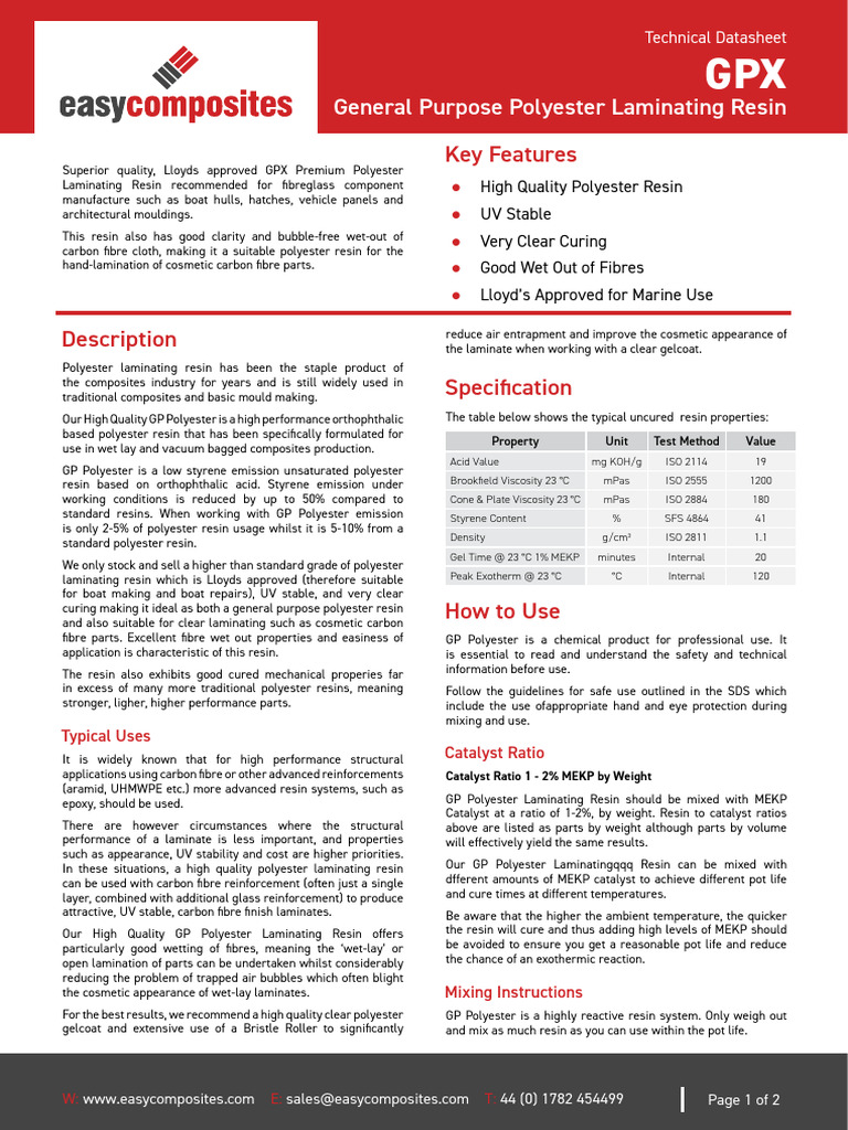 EC TDS GPX Premium Polyester Laminating | PDF | Polyester | Building Engineering