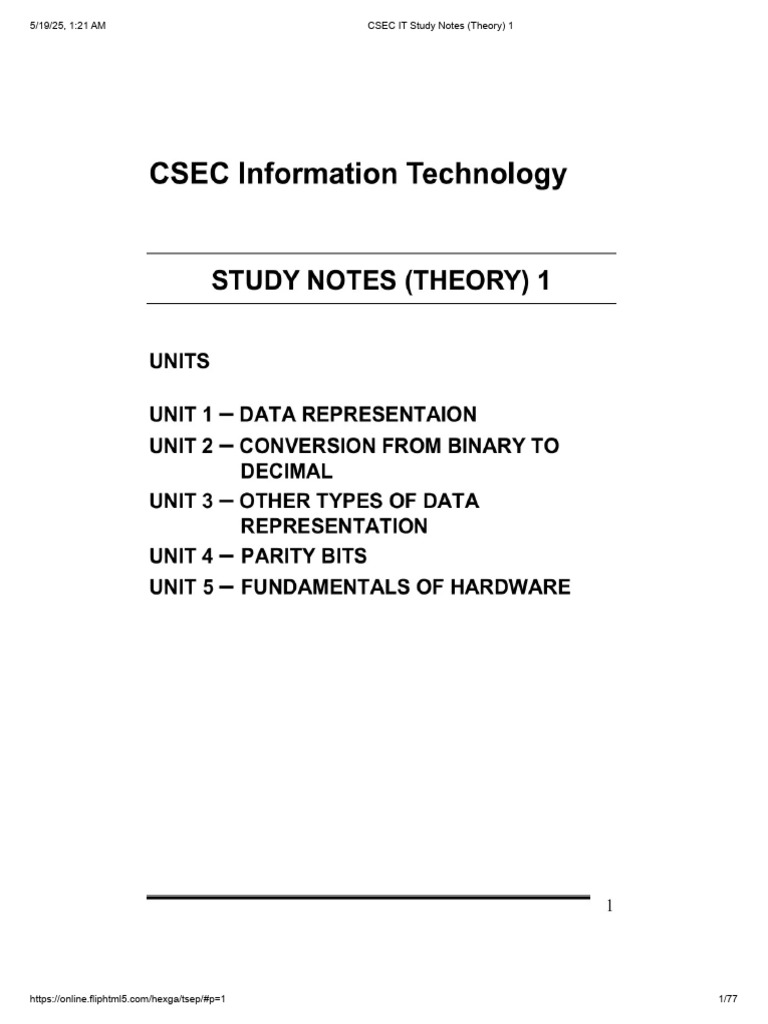 CSEC IT Study Notes (Theory) 1 | PDF