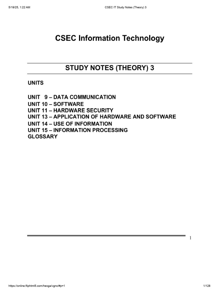 CSEC IT Study Notes (Theory) 3 | PDF