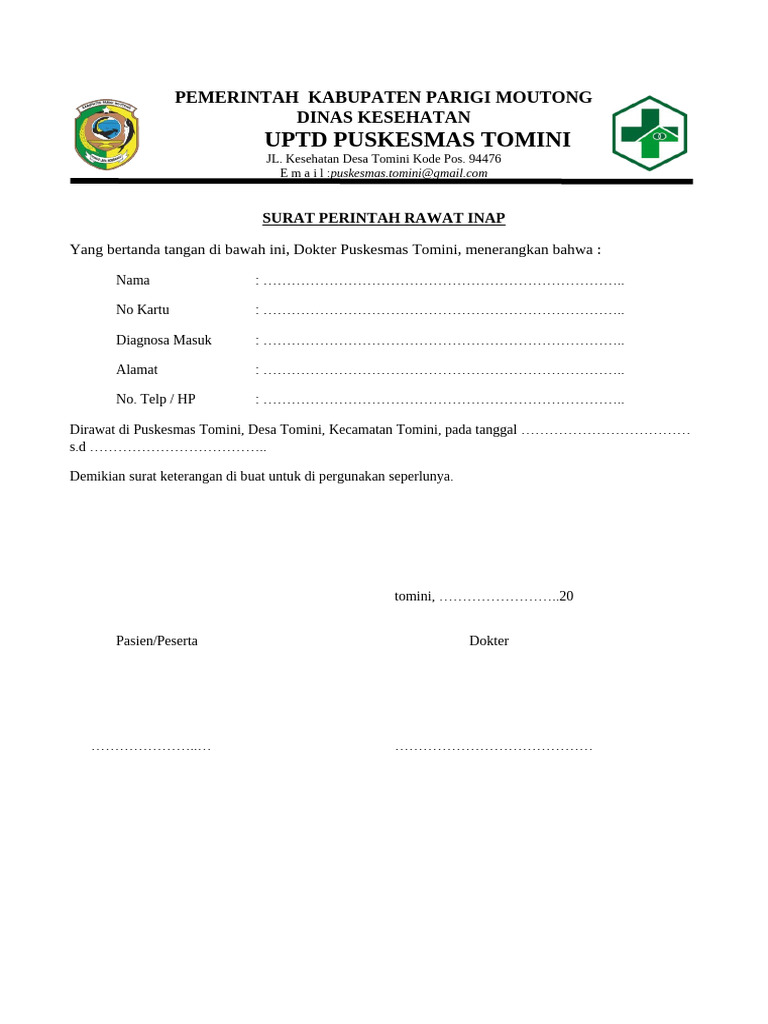 RM Surat Perintah Rawat Inap | PDF
