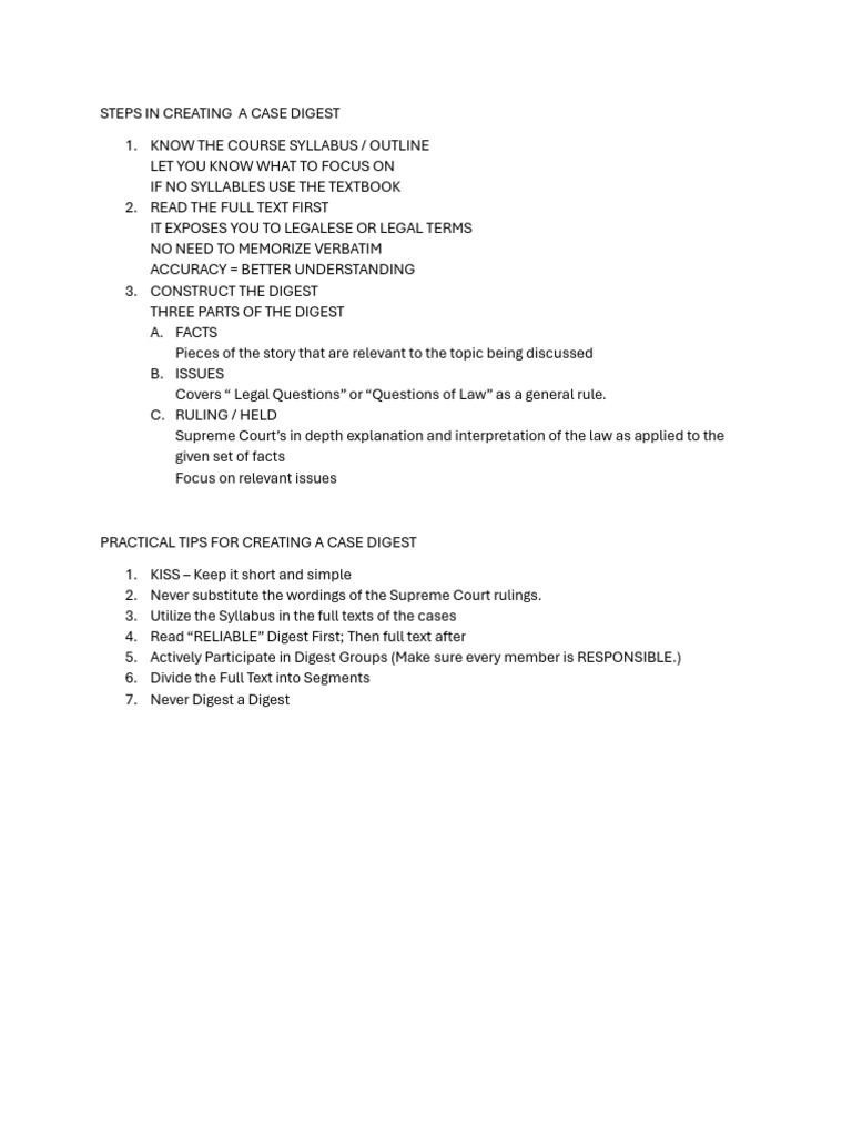 Case Digest Tutorial | PDF