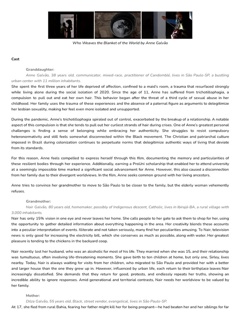 Cast, Argument, Jutification Who Weaves The Blanket of The World | PDF ...