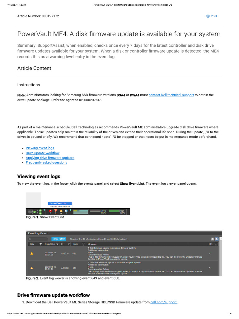 PowerVault ME4 - A Disk Firmware Update Is Available For Your System - Dell US | PDF | Hard Disk ...