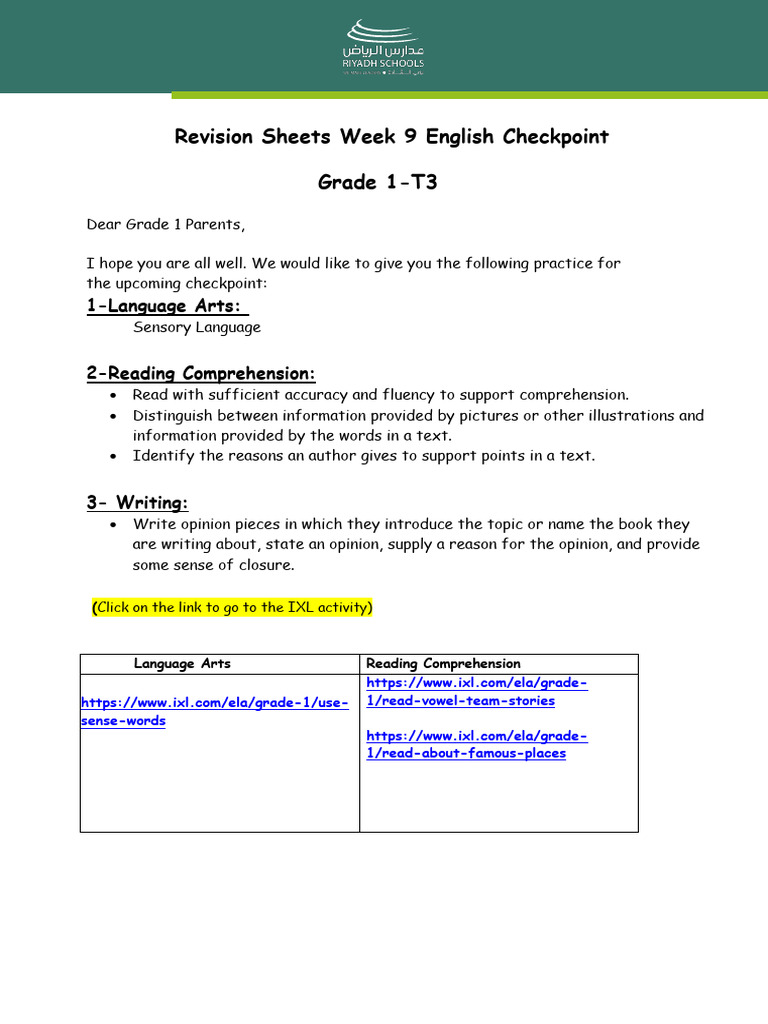 Grade 1 - Week 9 Revision Sheets | PDF | Bees