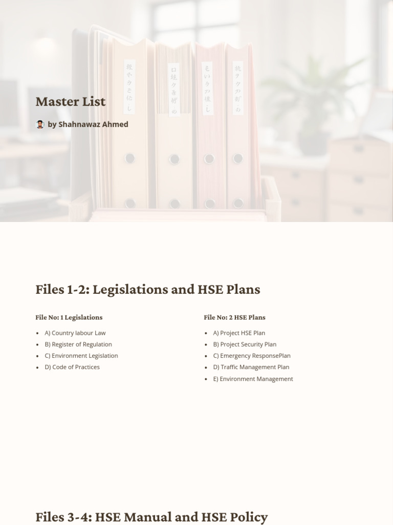 HSE Master Lists of Documents | PDF | Occupational Safety And Health ...