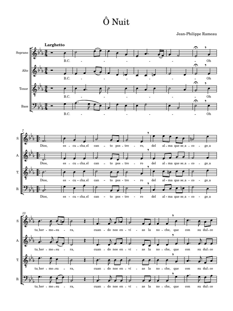 Ô Nuit de Jean-Philippe Rameau | PDF