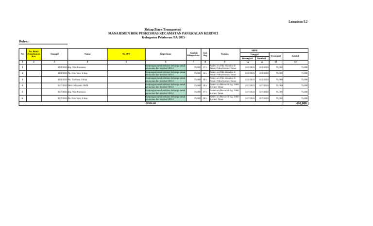 Contoh Form Rekapan | PDF