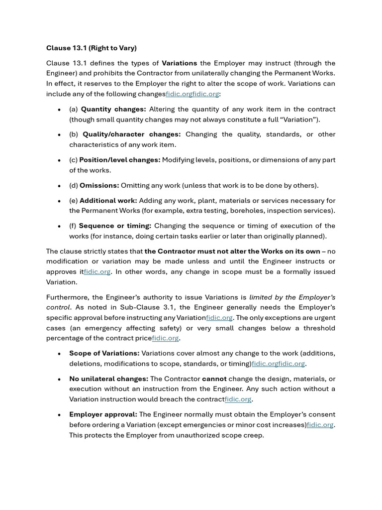 Clause 13.1: Employer's Variation Rights | PDF | Employment