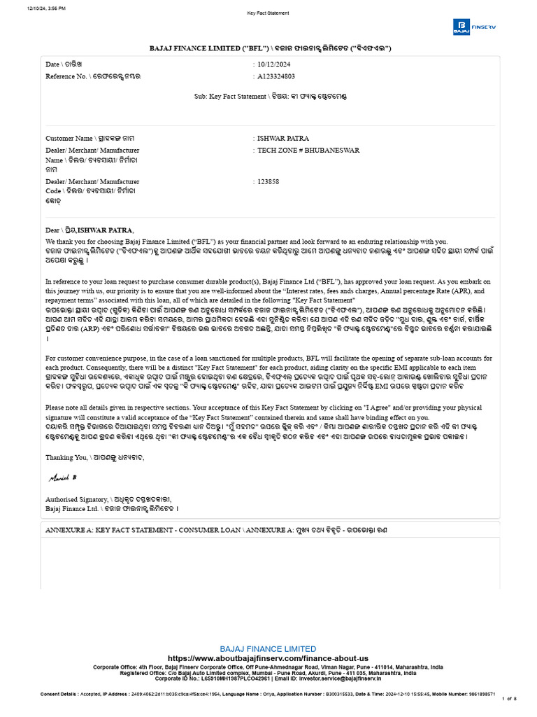 Key Fact Statement | PDF