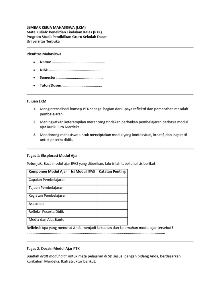 LEMBAR KERJA MAHASISWA 18052025 Kls PLG | PDF