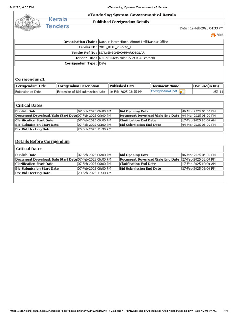 Etendering System Government of Kerala | PDF