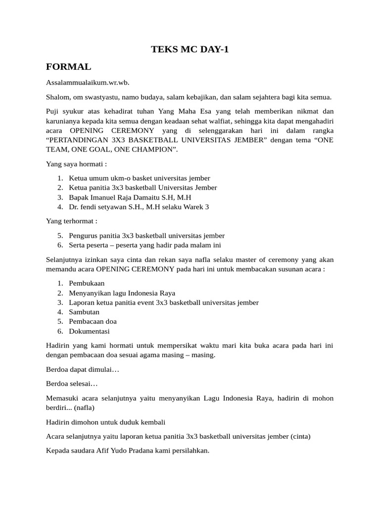 Teks MC Day | PDF
