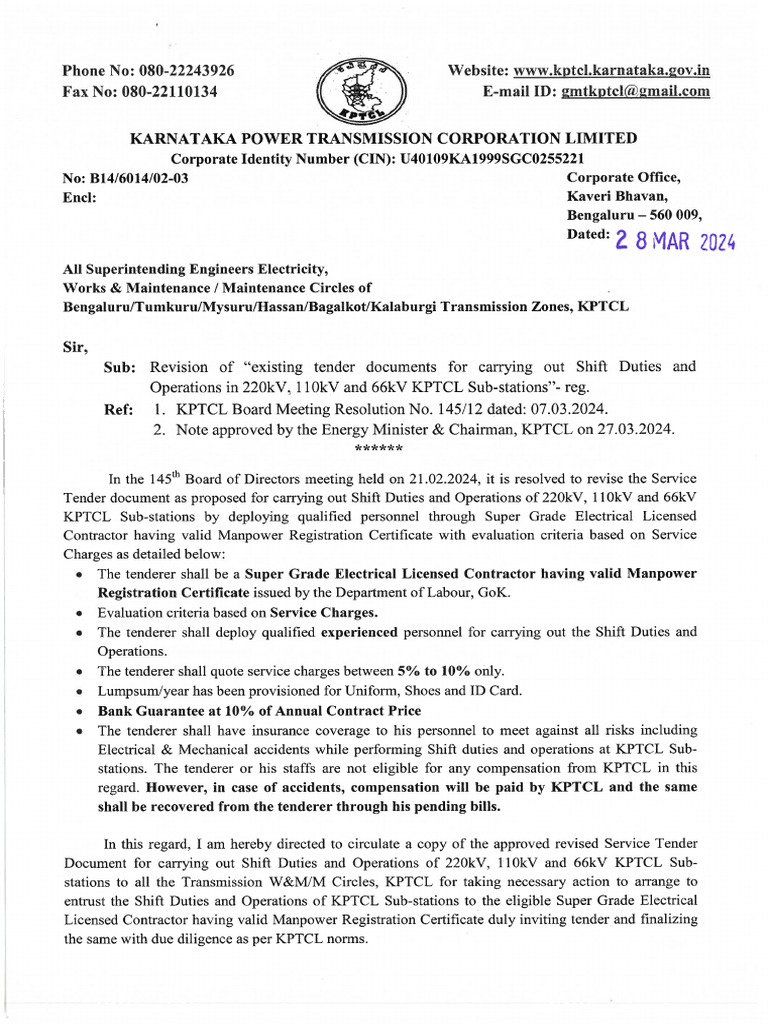 Shift Duties SubStations-2024 | PDF