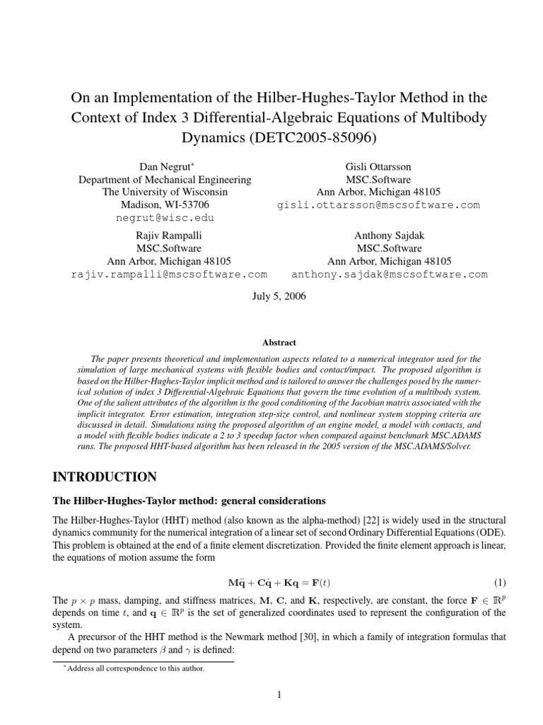 HHT Alpha Method | PDF | Numerical Analysis | Ordinary Differential ...