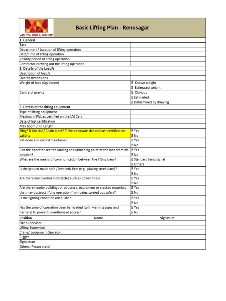 Basic Lifting Plan_Renusagar | PDF | Crane (Machine)