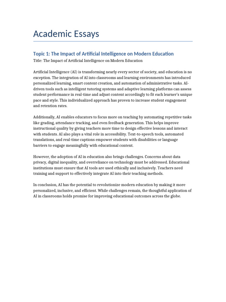 Academic Essay 1 | PDF
