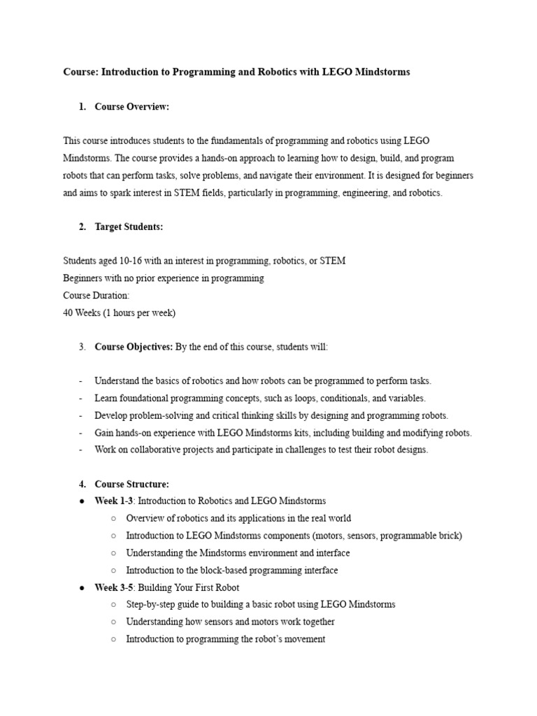 STM - Course Proposal - Introduction To Programming and Robotics With ...